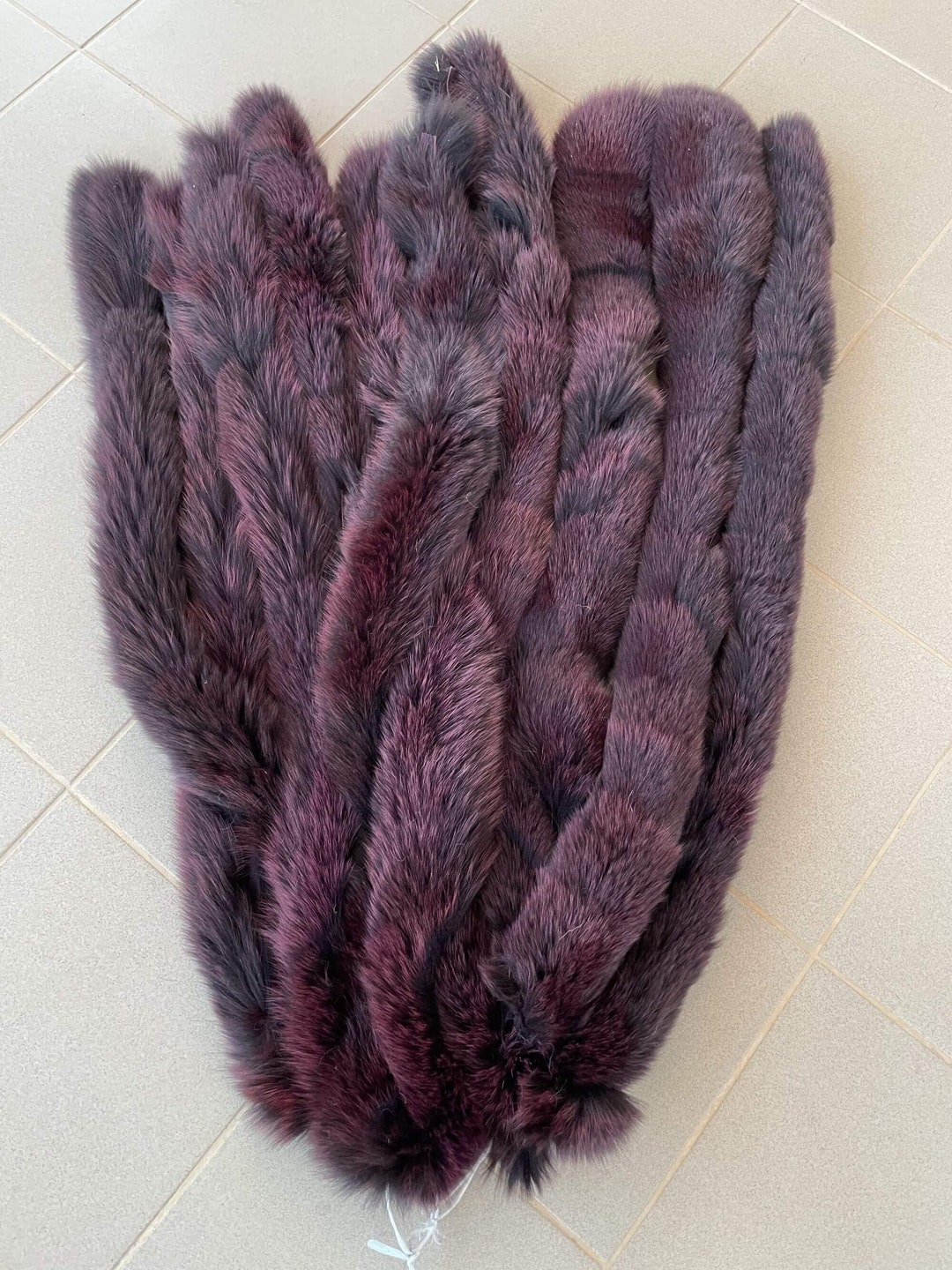 Real Fur Stripes, Burgundy Fox Fur Strip, Fox Fur Trims, Fur Scarf - Etsy