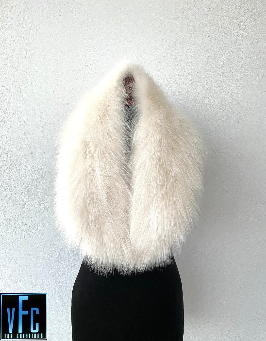 Cream Fox Fur Collar, Real Fox Fur Collar, Handmade Fur Collar, Luxury ...