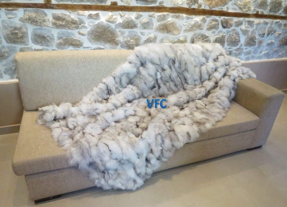Blue Shadow Fox Fur Throw Blanket Throw Blanket Luxury | Etsy