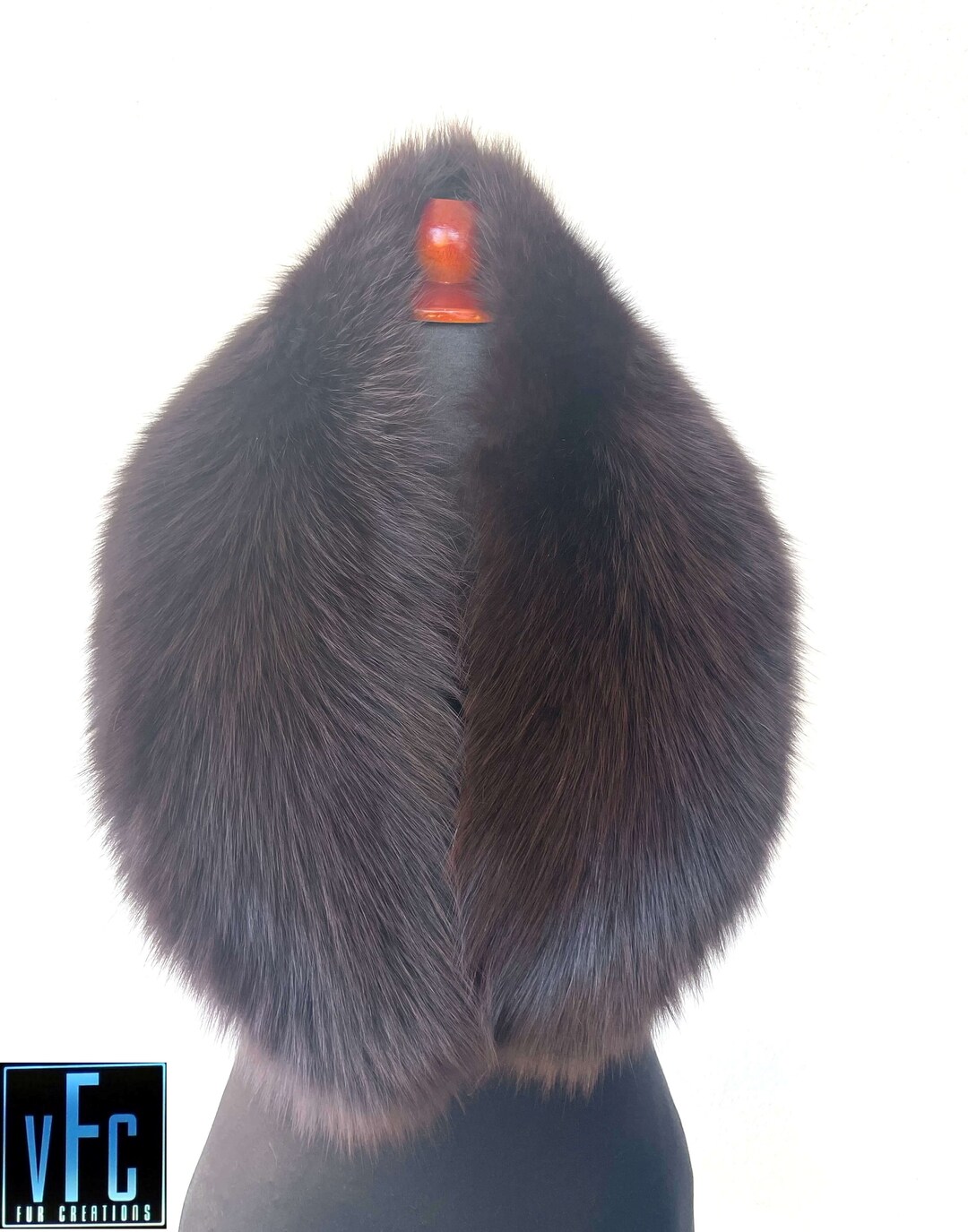 Chocolate Brown Fox Fur Collar, Real Fox Fur Collar, Handmade Collar ...