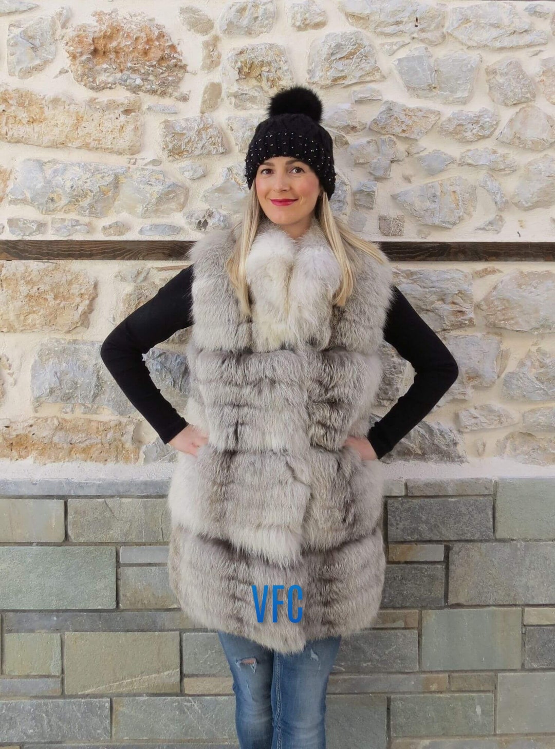Real Fox Fur Vest, Real Fur Gilet, Fawn Light Fox Fur Vest, Fluffy Fur ...