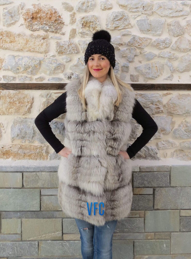 Real Fox Fur Vest Real Fur Gilet Fawn Light Fox Fur Vest - Etsy