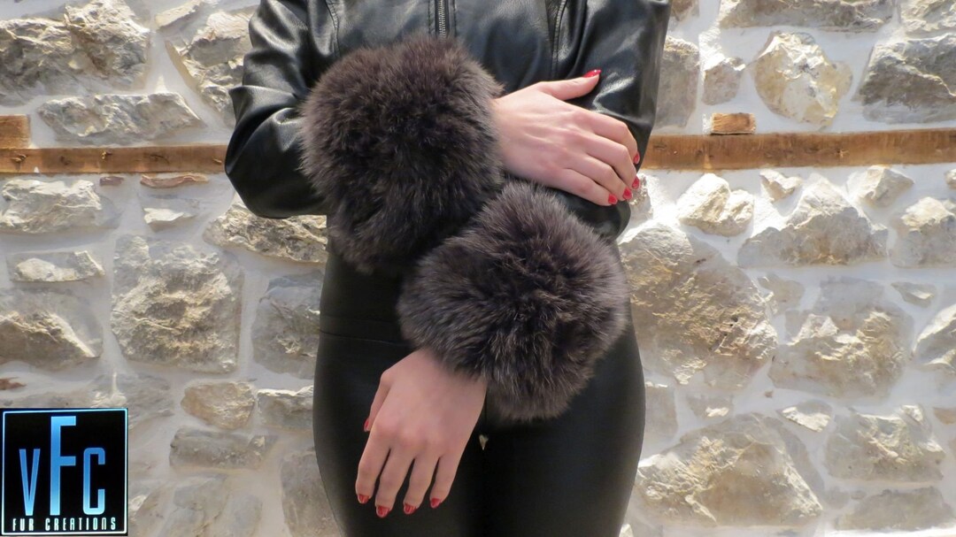 Real Fox Fur Cuffs, Brown Fox Fur Cuffs, Handmade Fox Fur Cuffs, Fluffy ...