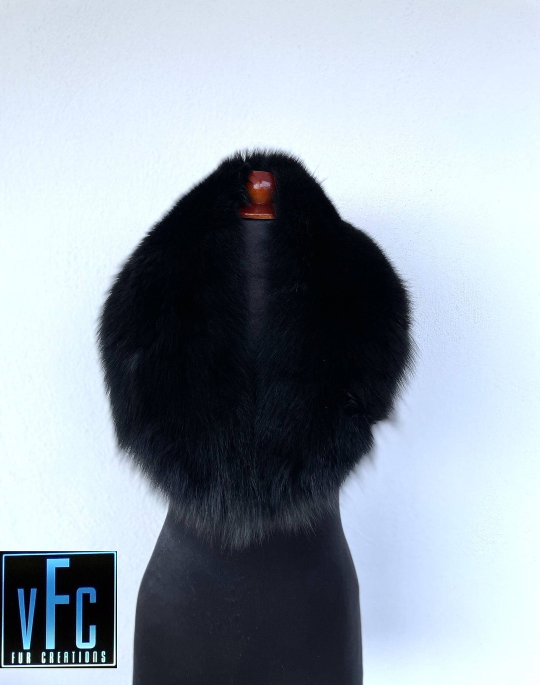 Black Fox Fur Collar, Real Fox Fur Collar, Handmade Collar, Luxury ...