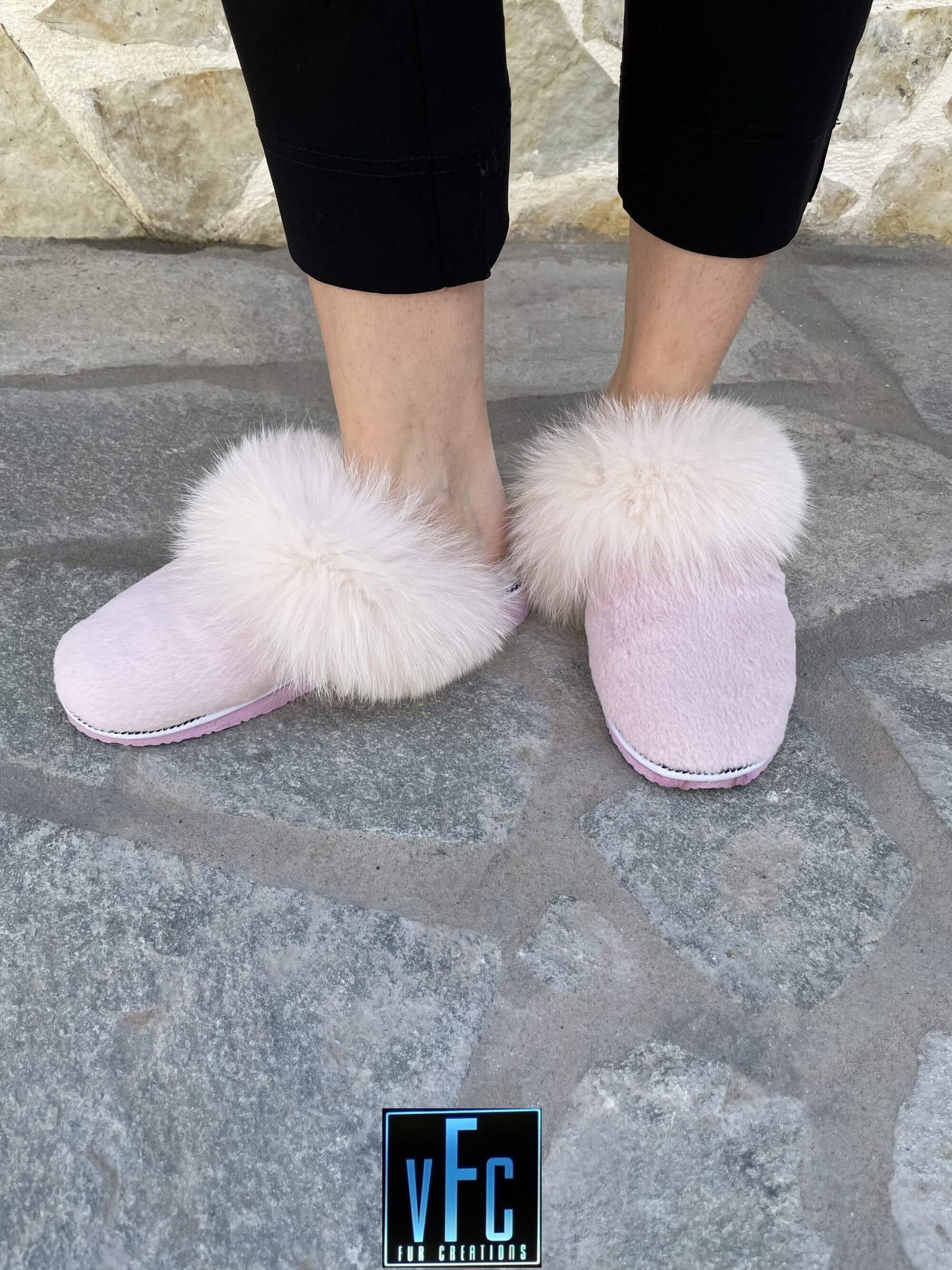 Pink Fur Slippers Real Fur Slippers Fluffy Slippers Winter - Etsy