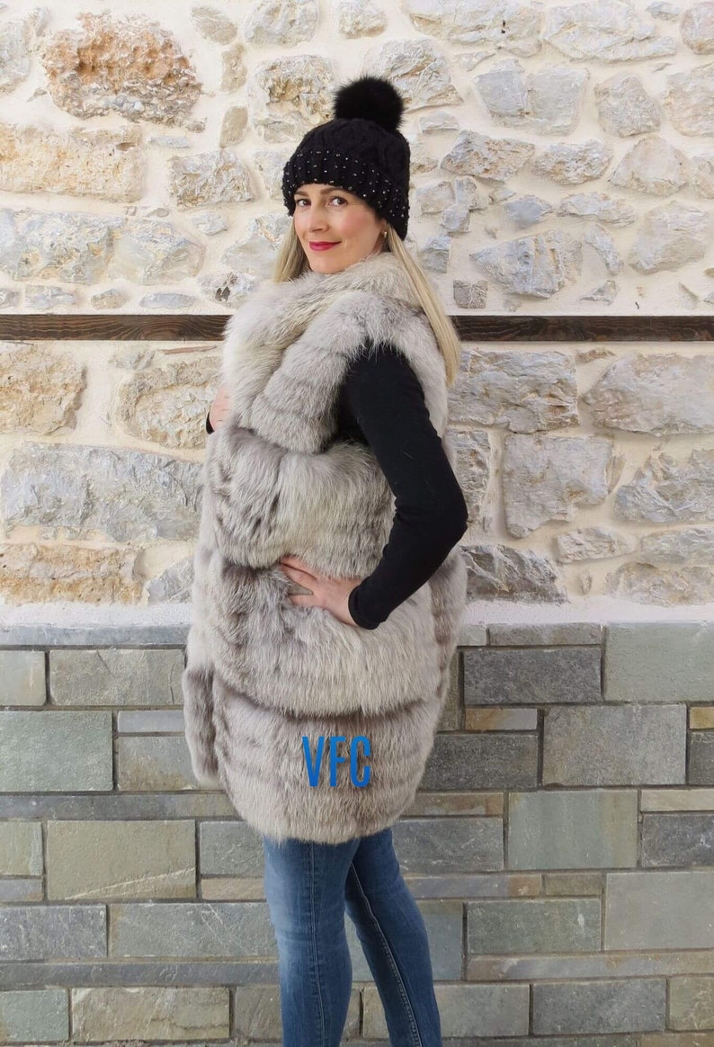 Real Fox Fur Vest Real Fur Gilet Fawn Light Fox Fur Vest - Etsy