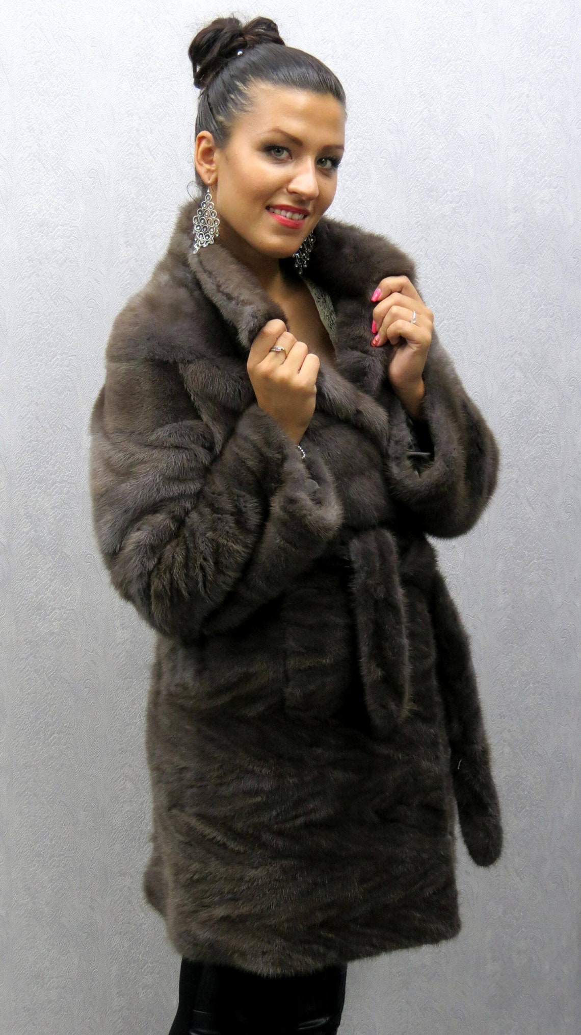 Combination Full Skin Silver Mink With Mink Pieces Coat Real - Etsy
