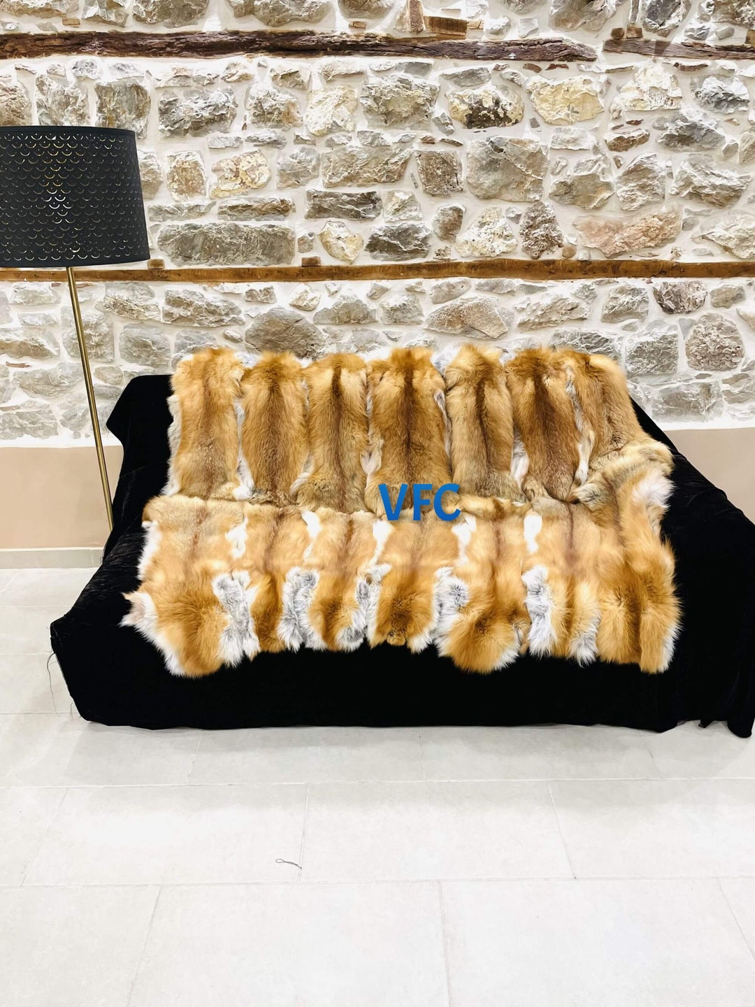 Full Skin Real Red Fox Fur Throw Blanket, Throw Blanket, Luxury Blanket ...