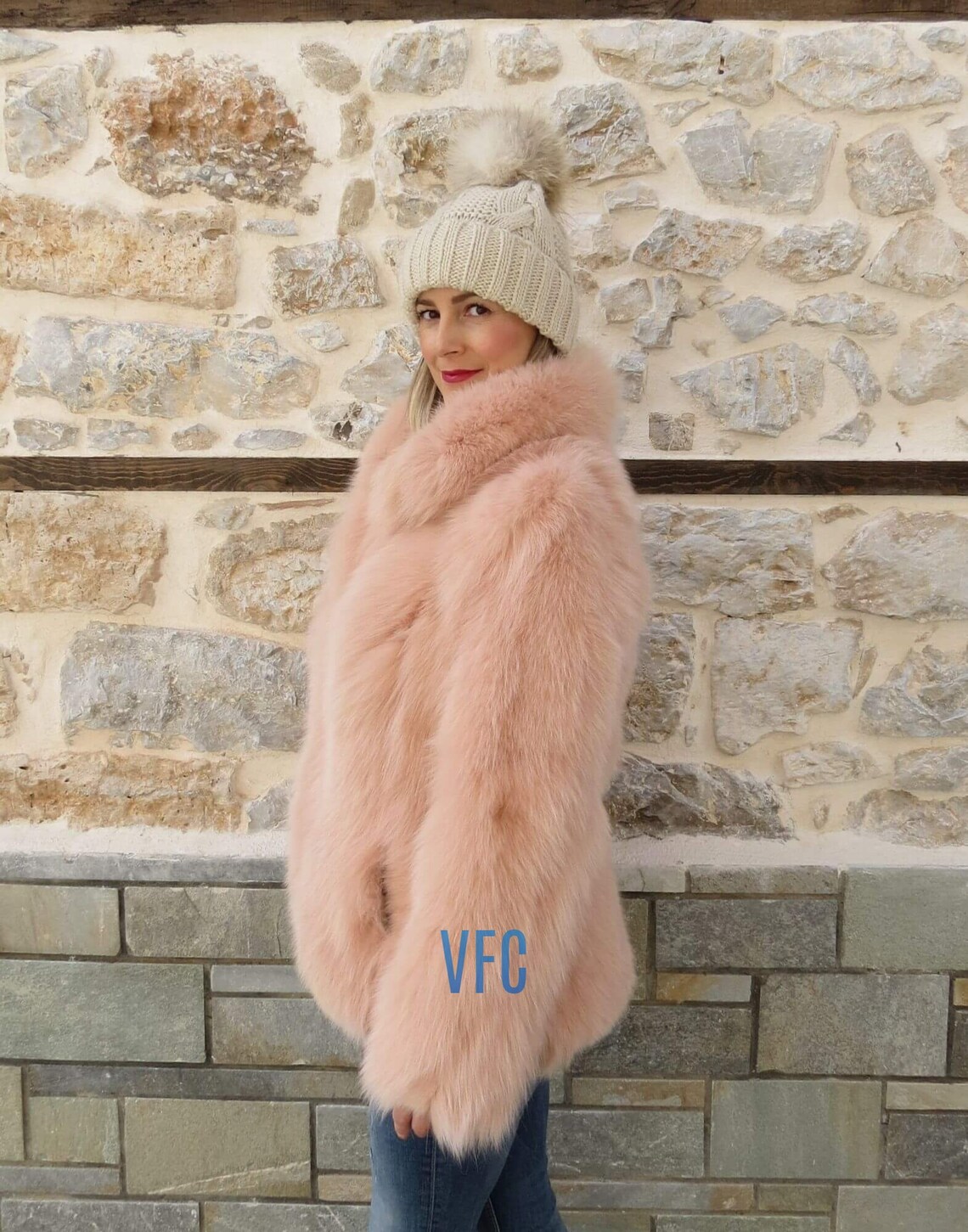 Real Fox Fur Jacket Pink Fox Fur Jacket Fluffy Fur Jacket | Etsy