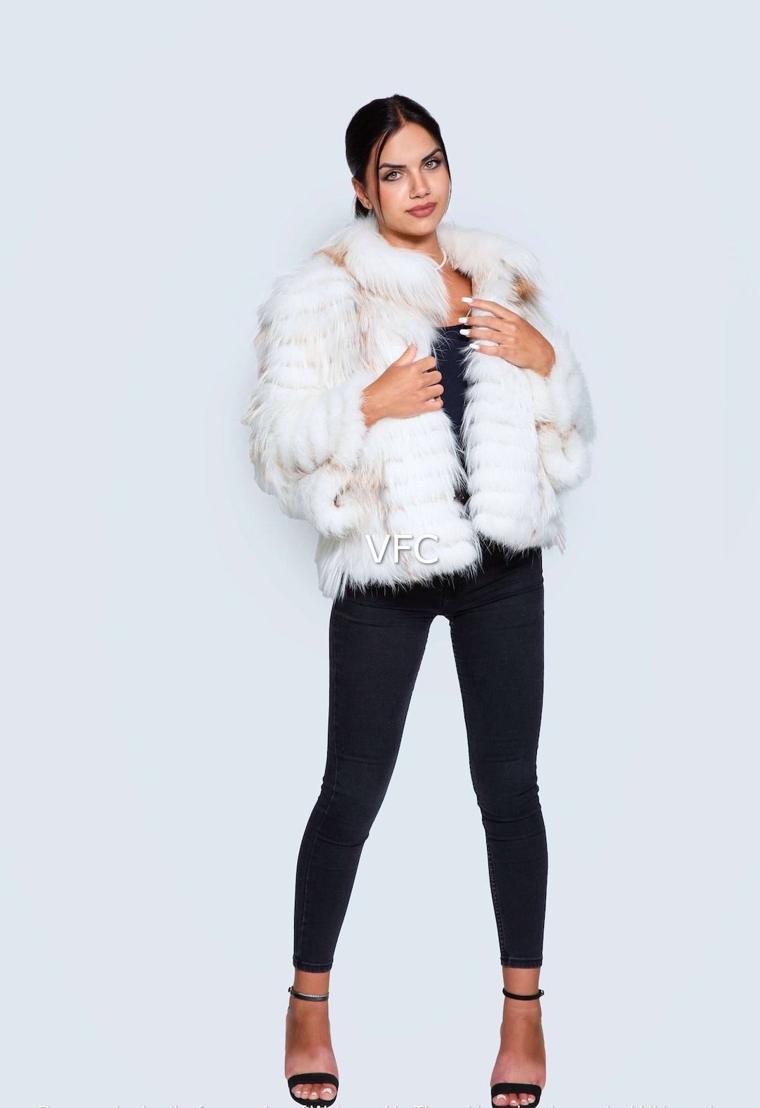 Arctic Golden Island Fox Fur Coat, Real Fox Fur Coat, Fluffy Fur Coat ...