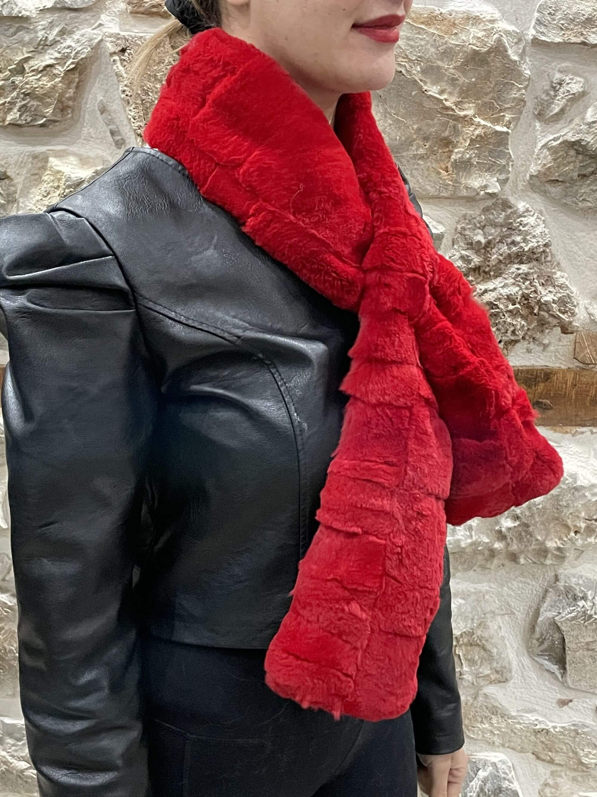 Real Rex Red Fur Scarf Real Fur Scarf Handmade Scarf Luxury - Etsy