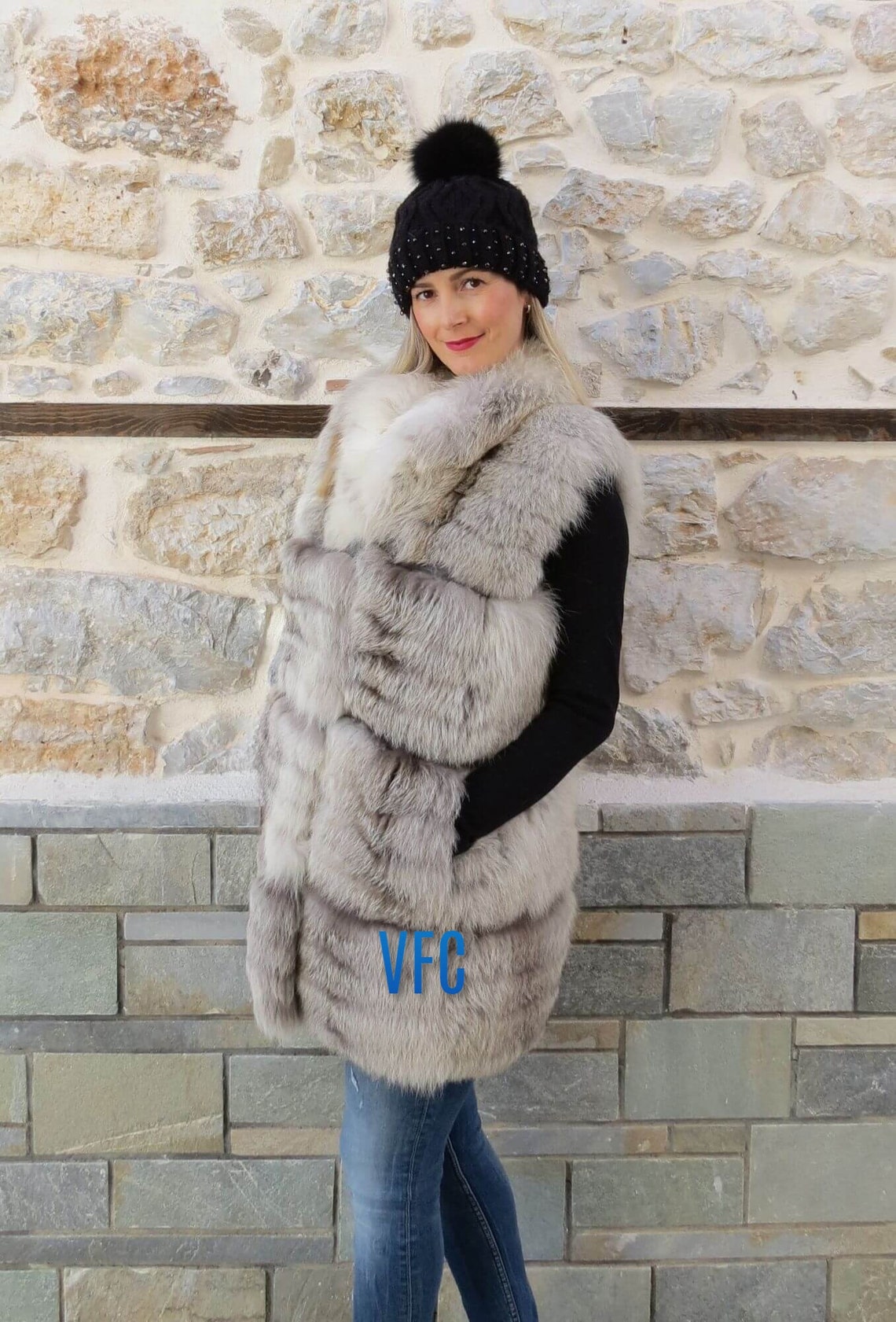 Real Fox Fur Vest Real Fur Gilet Fawn Light Fox Fur Vest - Etsy