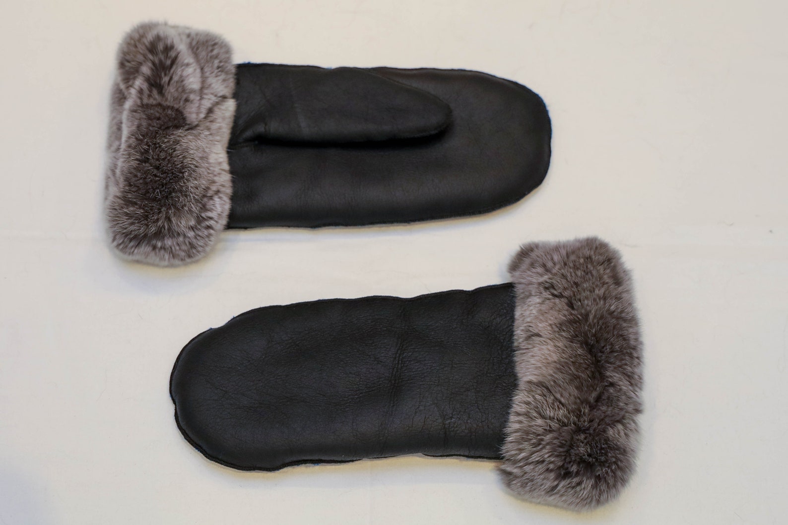 Fur Mittens real Mouton Mittens With Rex Fur Cuffs real Fur - Etsy