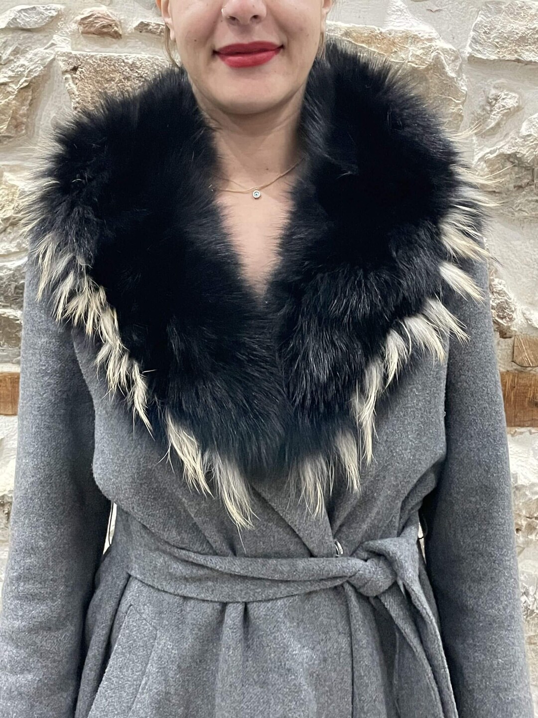 Black Fox Fur Collar, Real Fox Fur Collar, Handmade Collar, Luxury ...