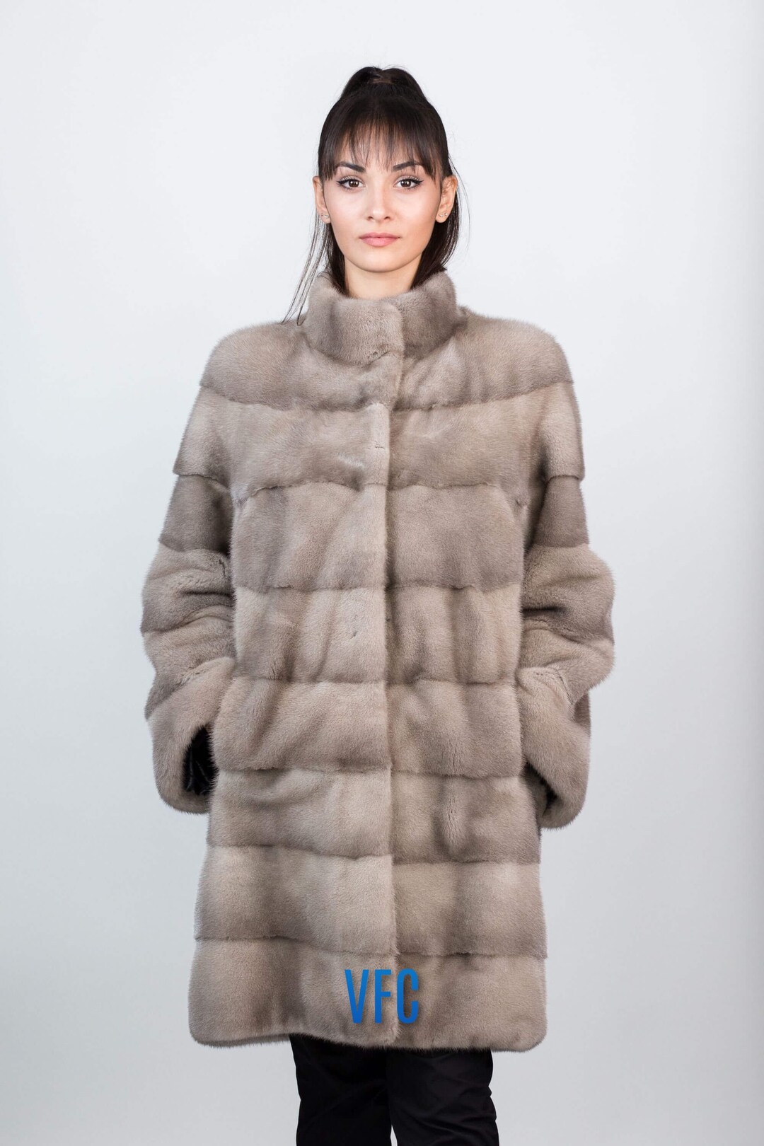 Silver Blue Full Skin Mink Fur Coat, Real Mink Fur Coat, Real Fur Coat ...