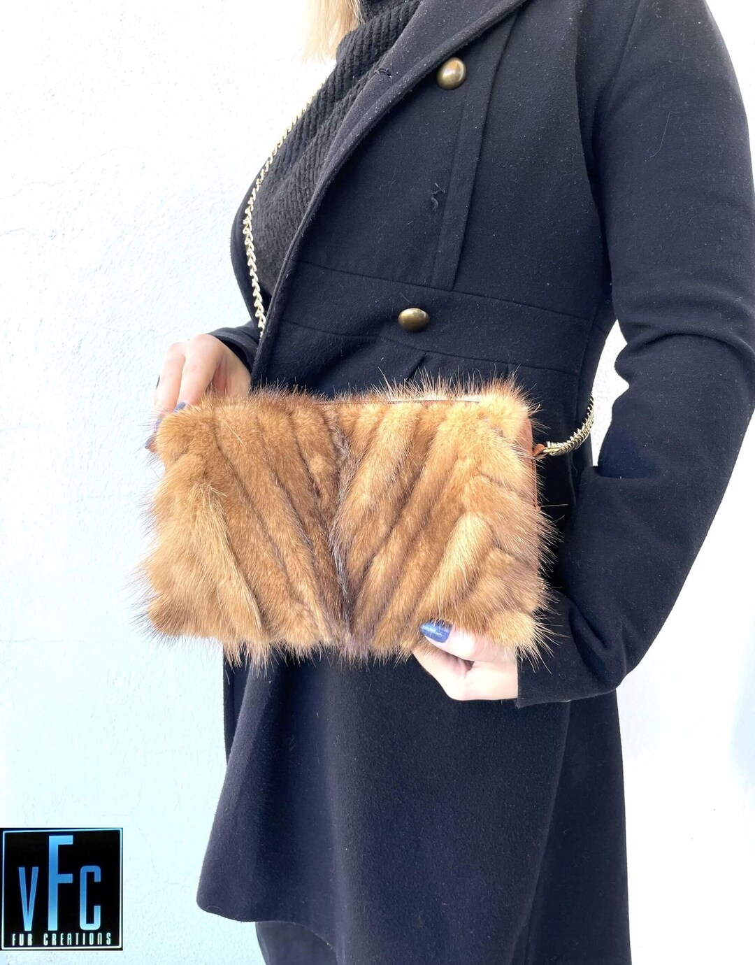 Orange Mink Fur Shoulder Bag, Mink Fur Shoulder Bag, Mink Fur Handbag ...