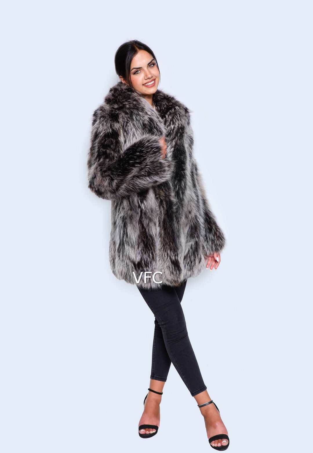 Snow up Ice Fox Fur Coat, Real Fox Fur Coat, Fluffy Fur Coat, Luxury ...