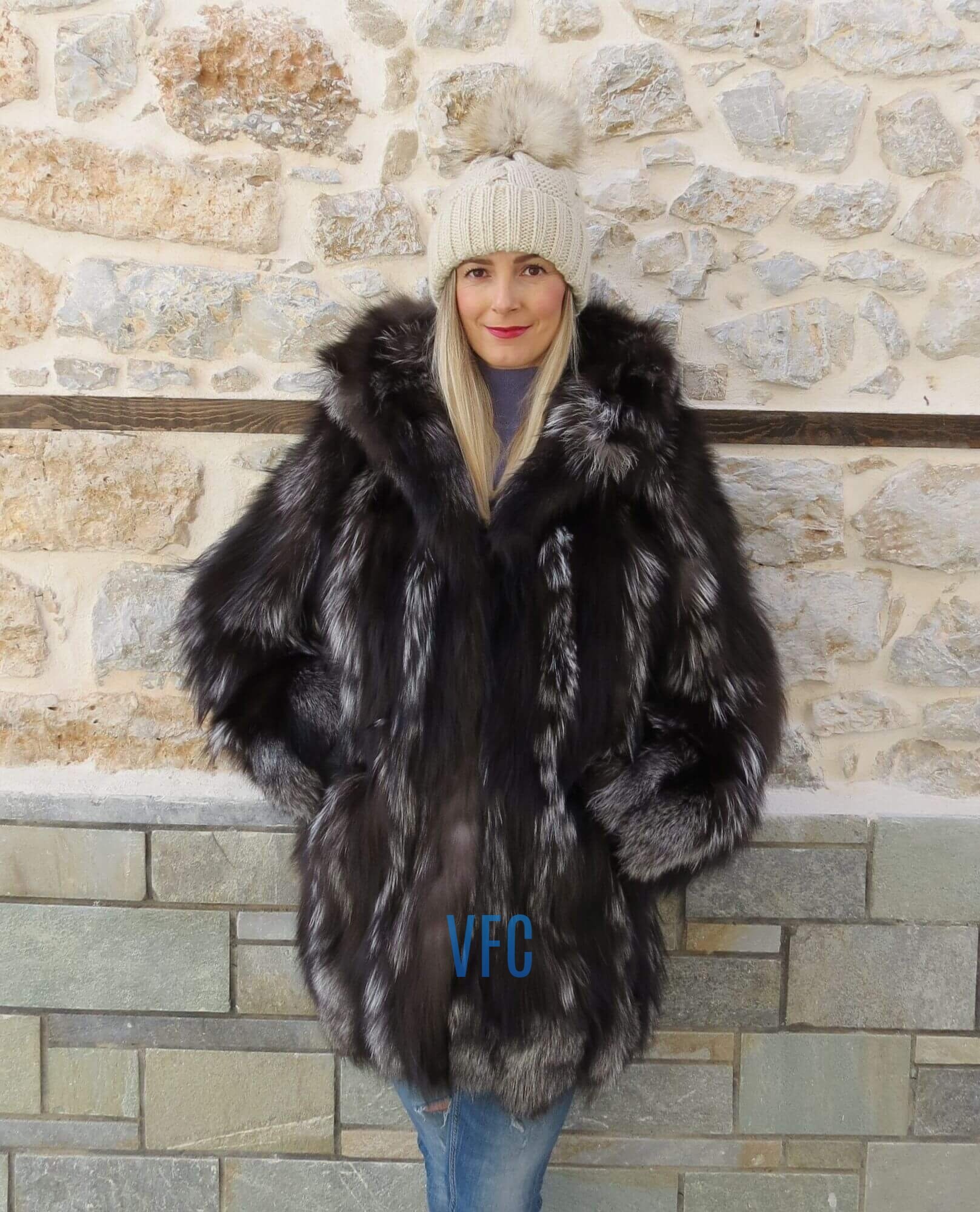 Real Fox Fur Jacket, Silver Fox Fur Jacket With Wood, Fluffy Fur Jacket ...