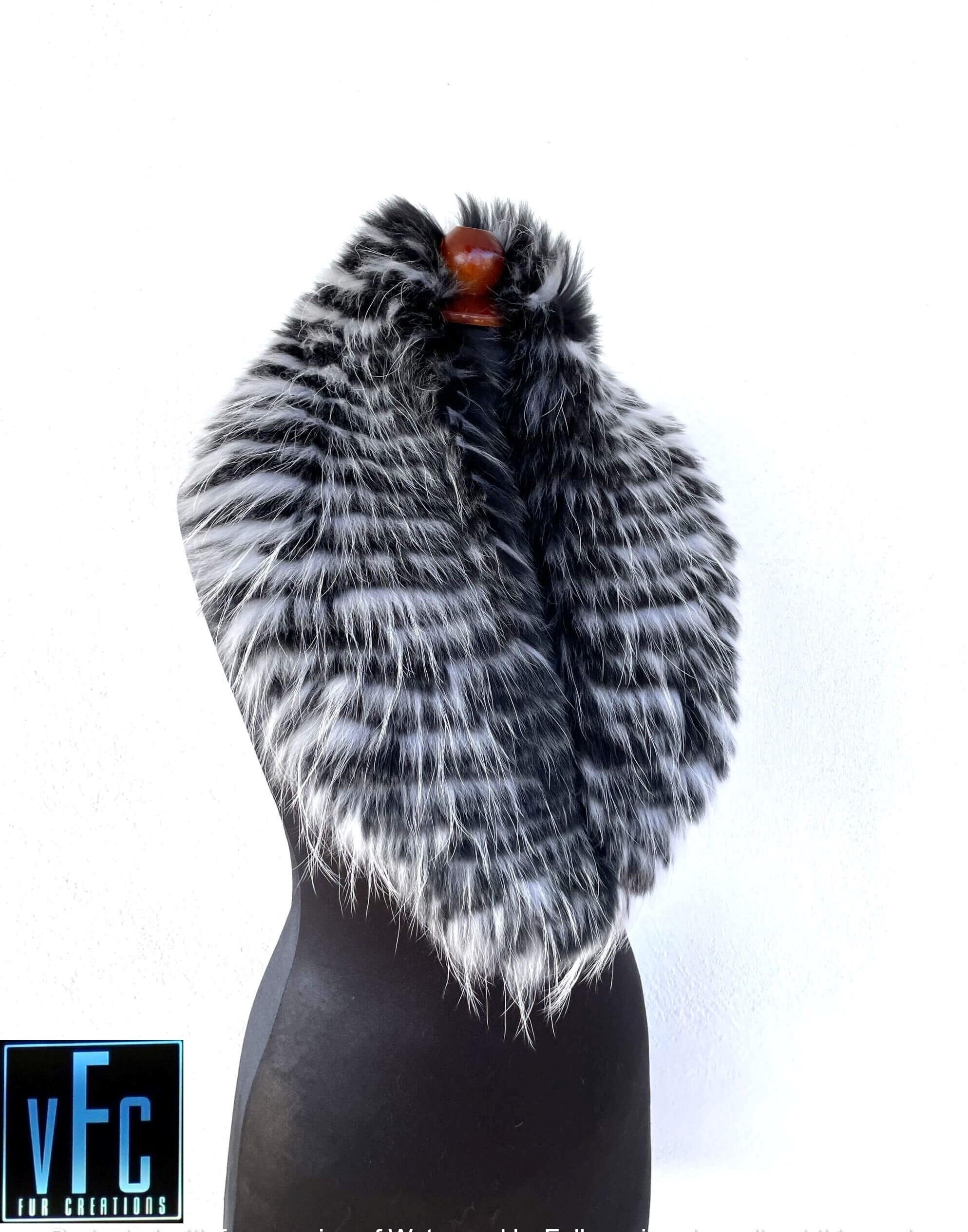Black and White Fox Fur Collar Real Fox Fur Collar Handmade - Etsy