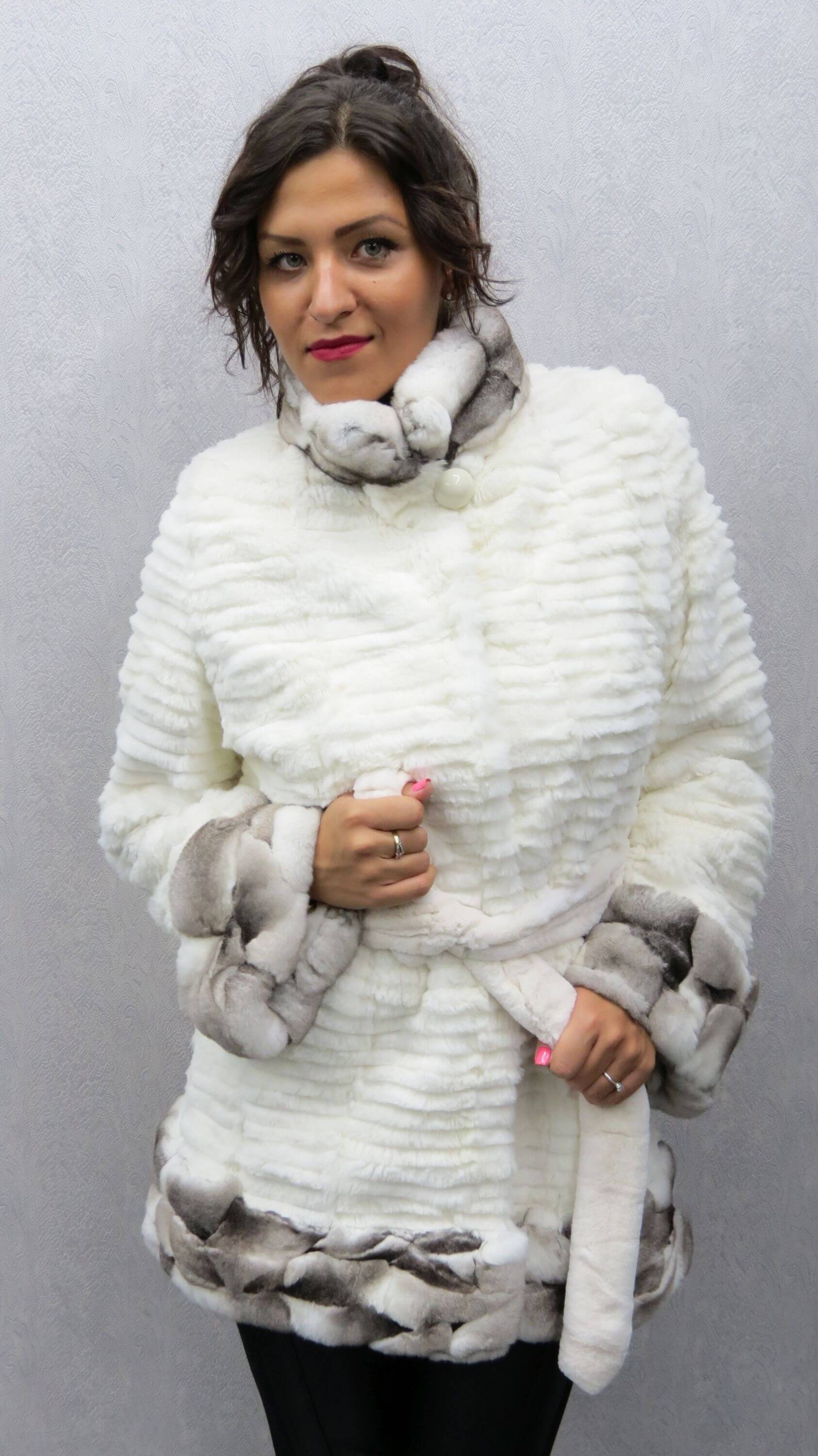 Sheared White Orylag With Gray Details Jacket Real Orylag Fur - Etsy