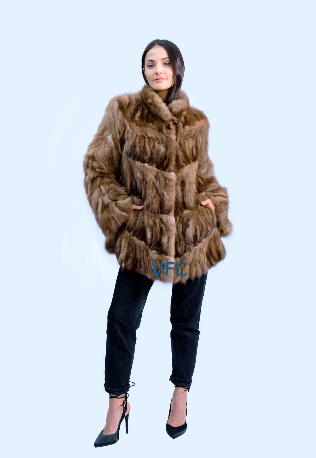 Real Tortora Sable Fur Jacket, Real Sable Fur Jacket, Real Fur Jacket ...