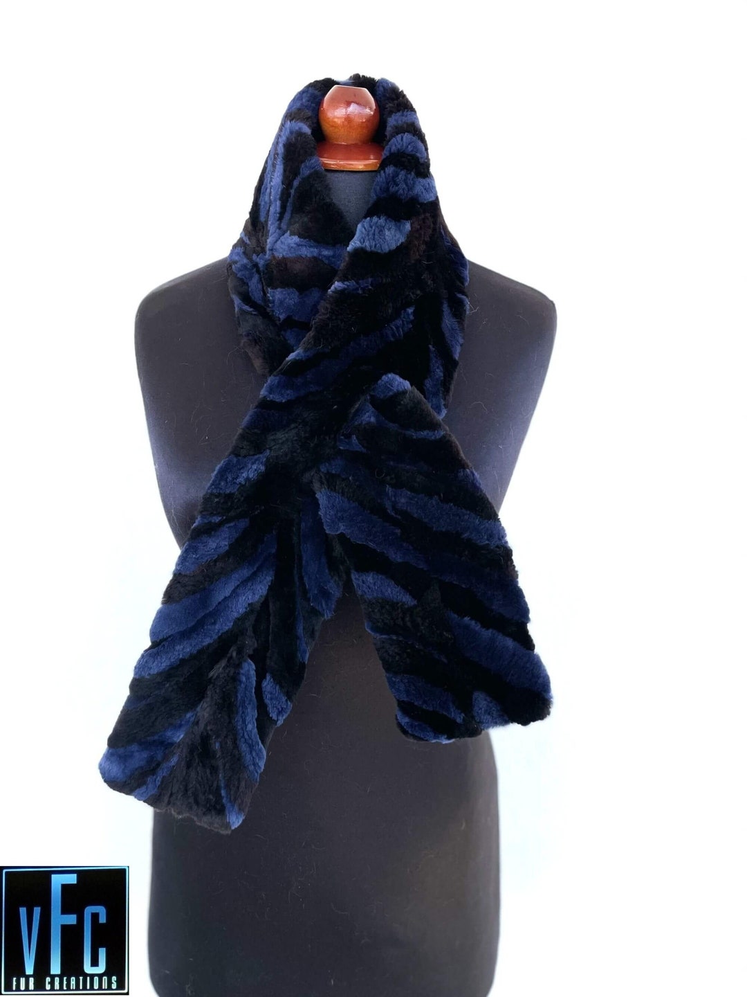 Real Beaver Black and Blue Fur Scarf Real Fur Scarf Handmade - Etsy