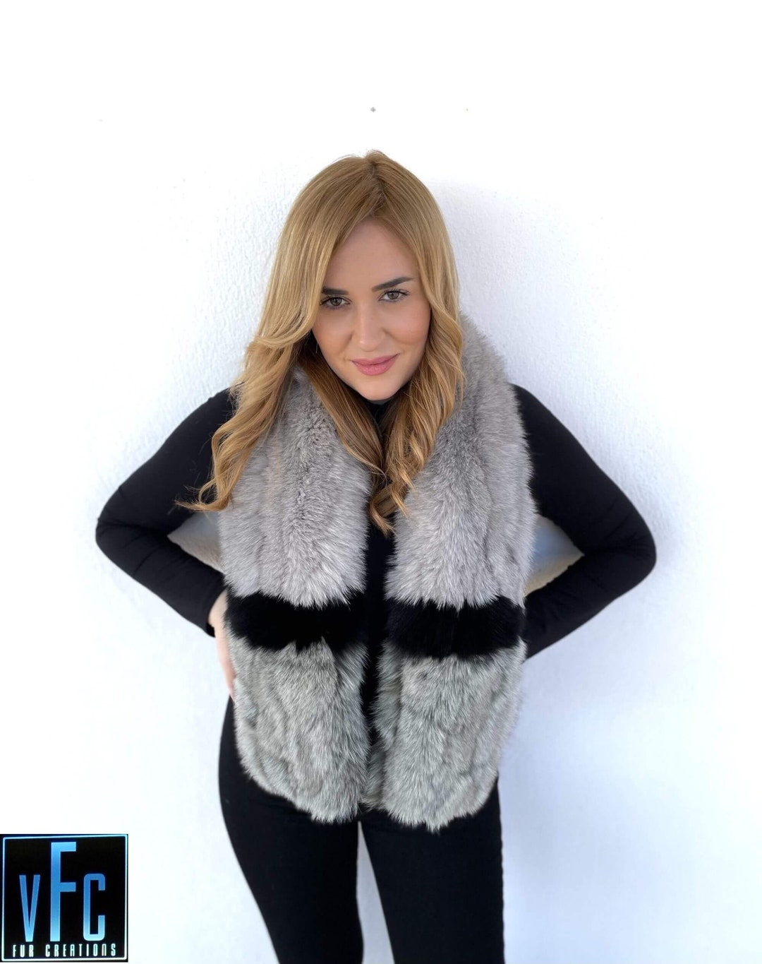 Colorful Fox Fur Scarf, Real Fur Scarf, Handmade Scarf, Luxury Scarf ...