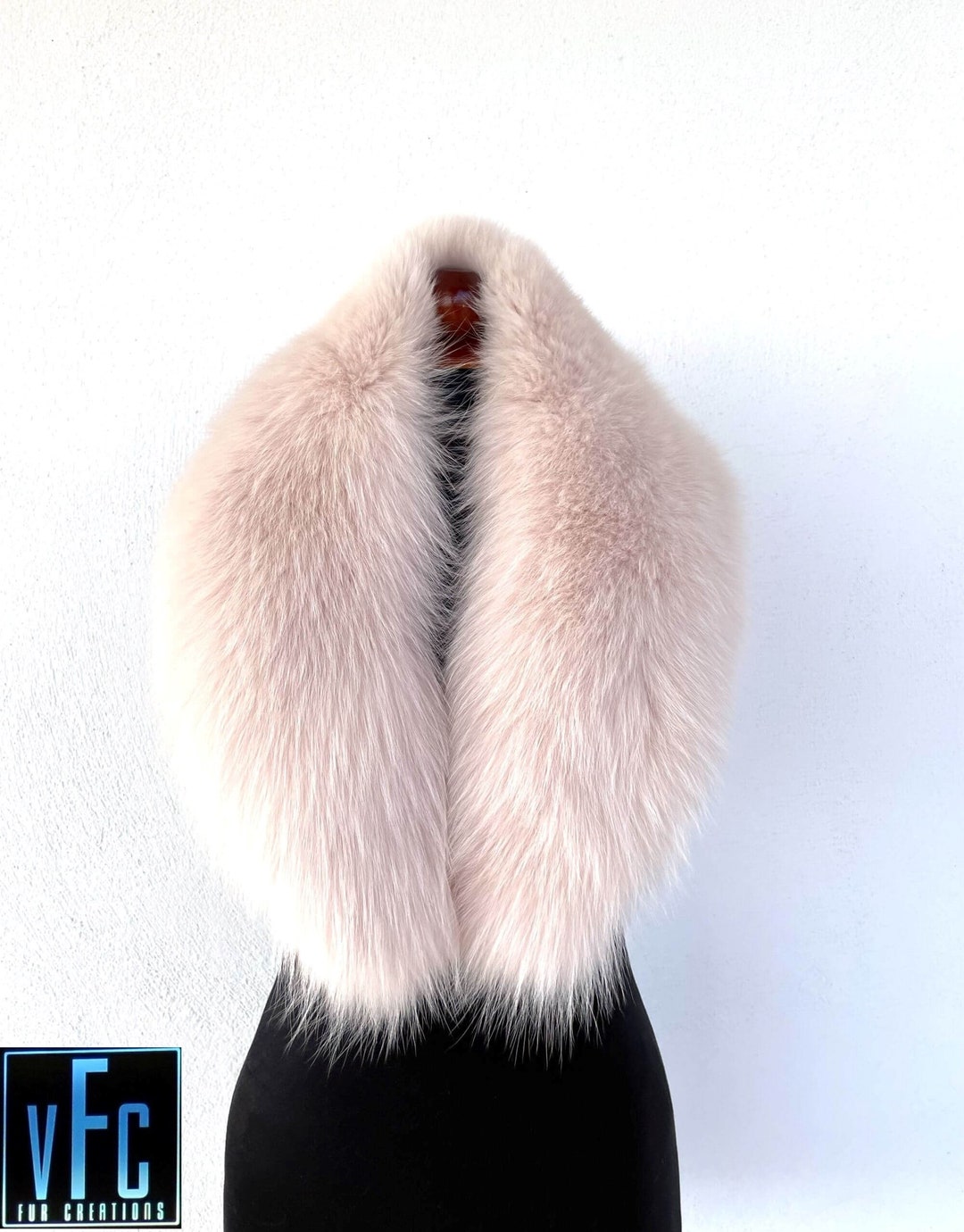 Light Pink Fox Fur Collar, Real Fox Fur Collar, Handmade Collar, Luxury ...
