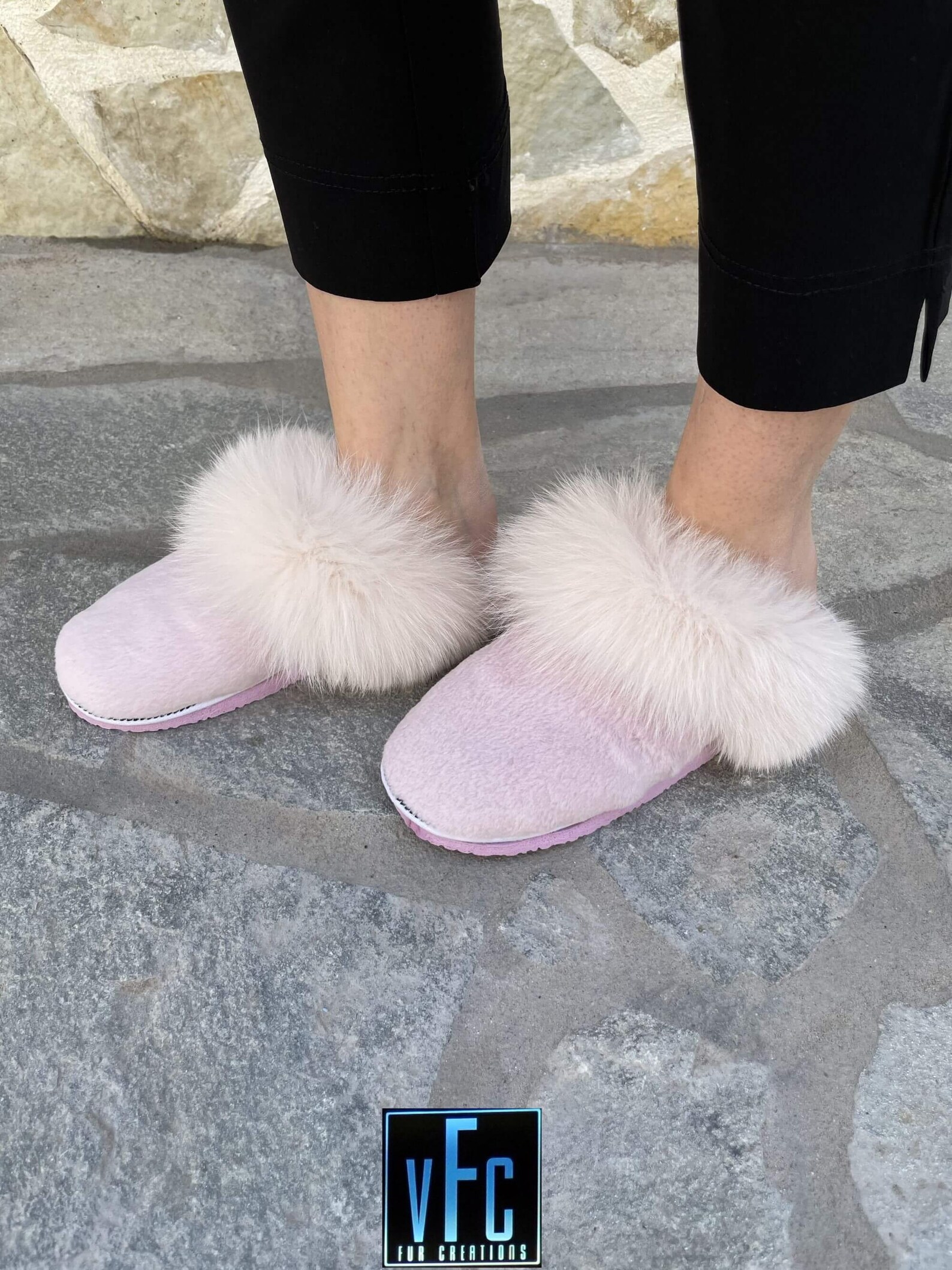 Pink Fur Slippers Real Fur Slippers Fluffy Slippers Winter - Etsy
