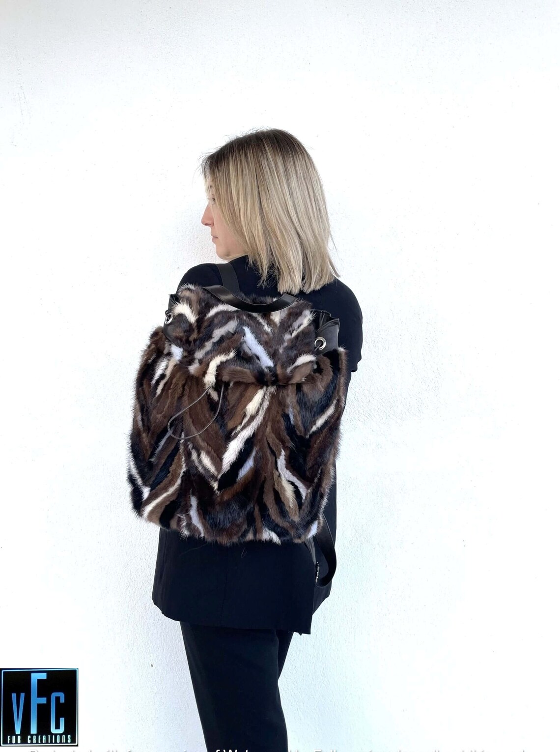 Multicolor Mink Fur Backpack Real Mink Fur Bag Luxury - Etsy