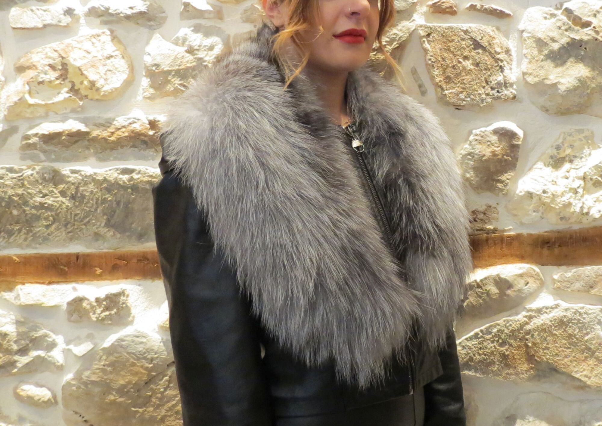 Sapphire Frost Fox Fur Collar Real Fox Fur Collar Handmade - Etsy