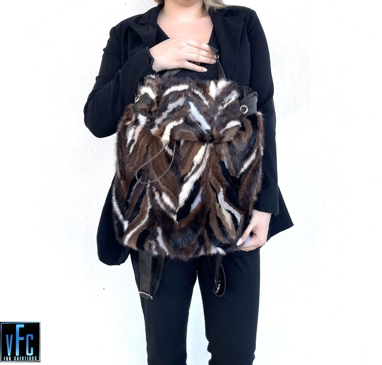 Multicolor Mink Fur Backpack Real Mink Fur Bag Luxury - Etsy