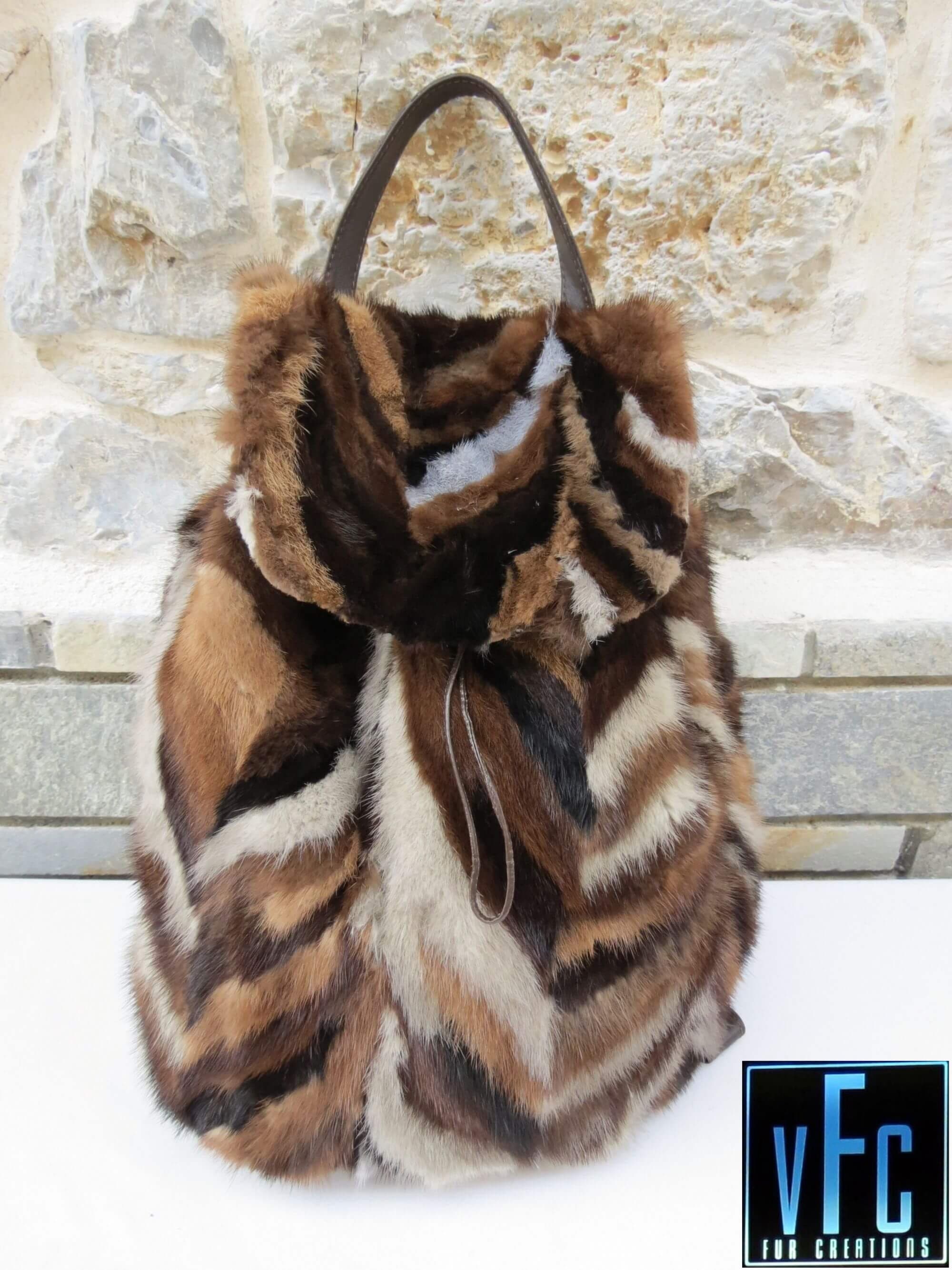 Multicolor Mink Fur Backpack Real Mink Fur Bag Luxury - Etsy
