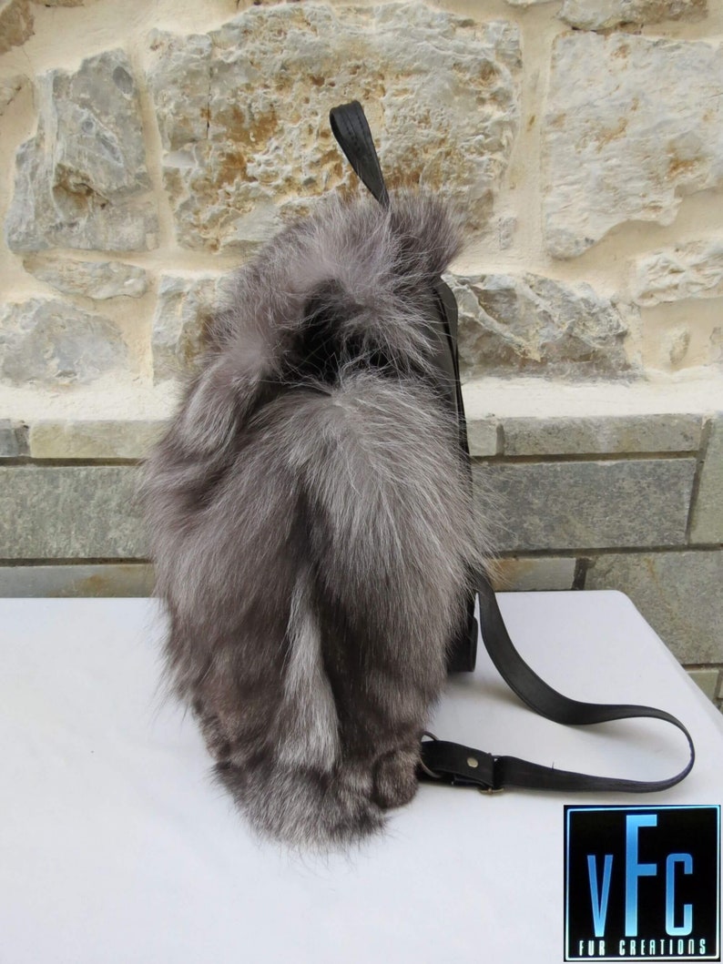 Silver Fox Fur Backpack Real Fox Fur Bag Luxury Backpack - Etsy