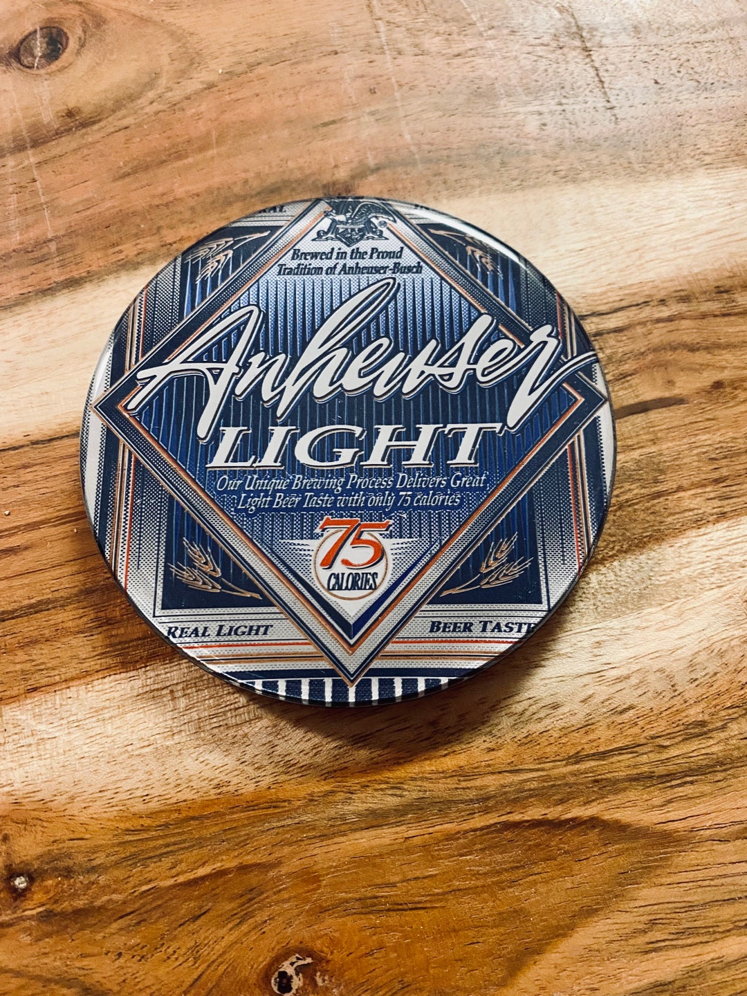 Recycled Vintage Light Beer | Can Coaster | Handmade Wooden Coaster - Etsy