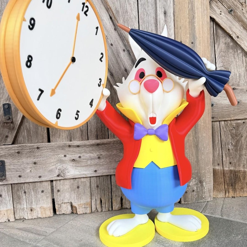 Rabbit With Clock Figurine - Etsy