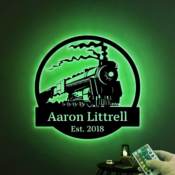 Custom Train Metal Sign With Led Lights Train Name Sign - Etsy