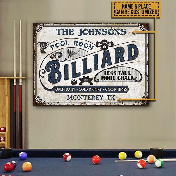 Personalized Billiards Metal Sign Metal 8 Ball Pool Sign Etsy