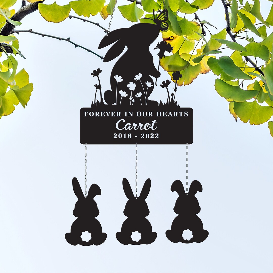 Custom Rabbit Pet Memorial Metal Wind Chime Bunny Garden - Etsy
