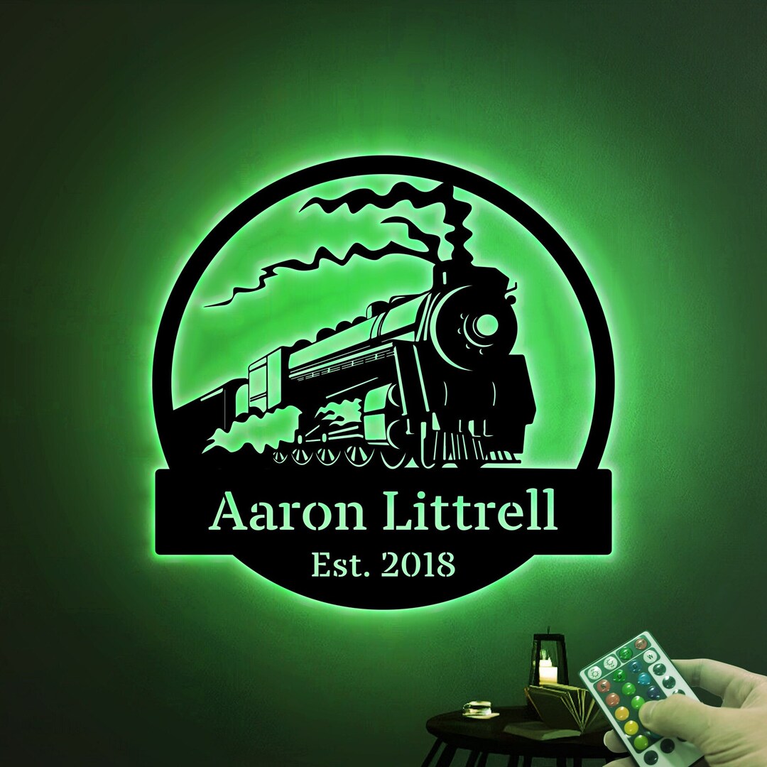 Custom Train Metal Sign With Led Lights Train Name Sign - Etsy