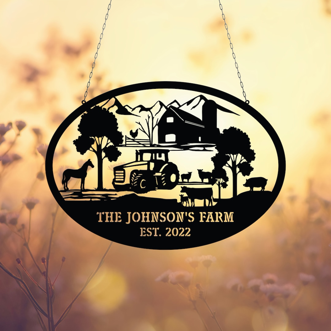 Personalized Metal Farm Sign Hanging Farm Scene Metal Art - Etsy