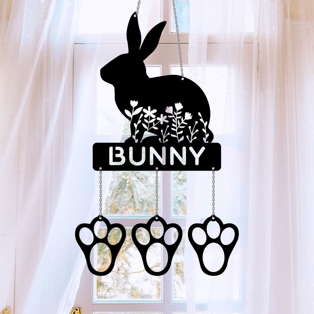 Custom Rabbit Farmhouse Metal Wind Chime Personalized Floral - Etsy