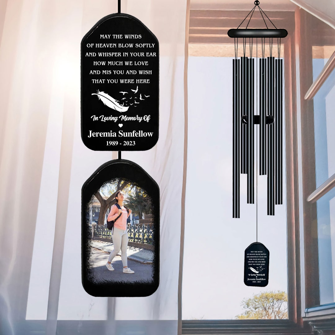 Personalized Memorial Wind Chime Black Wind Chime May the - Etsy
