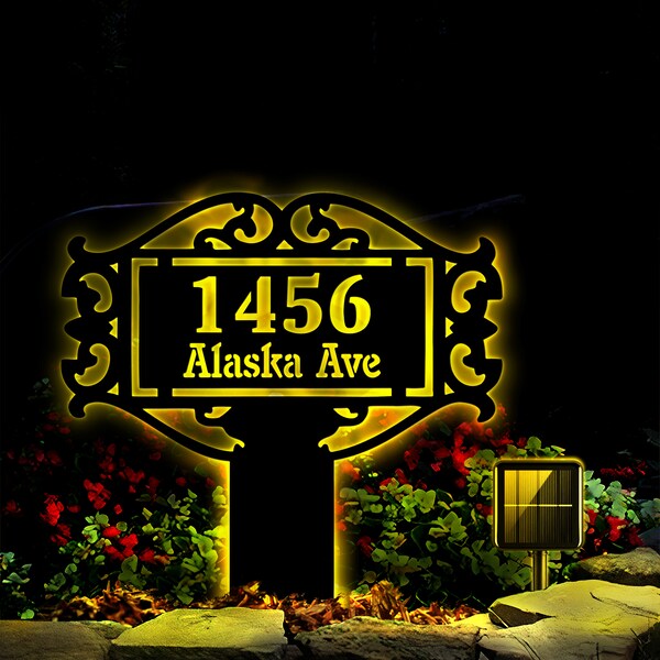 Solar House Number Sign - Etsy