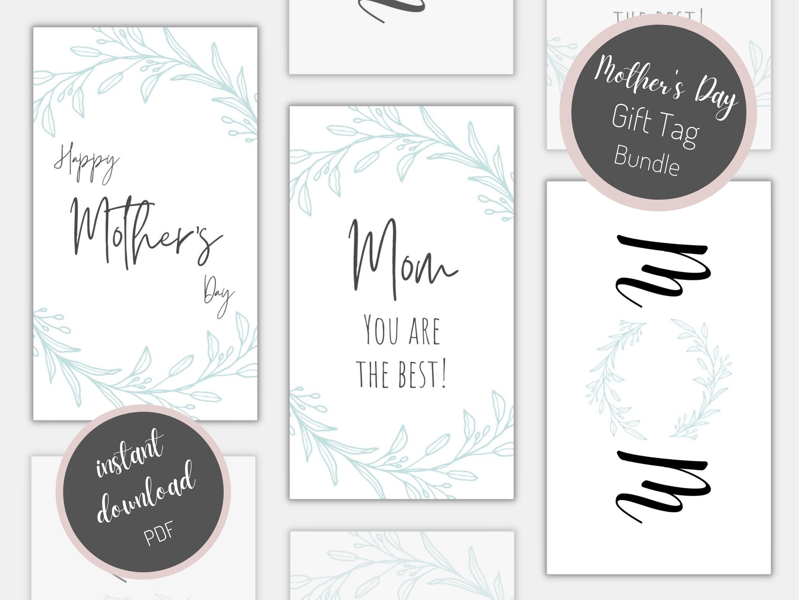 Mother's Day Gift Tags, Printable PDF, Instant Download, Happy Mother's ...