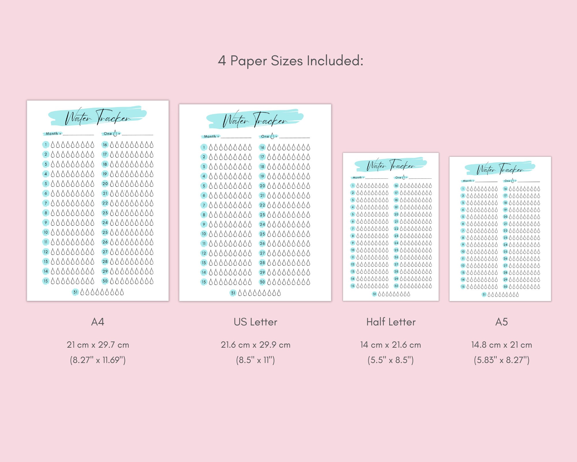 Monthly Water Tracker Printable Daily Hydration Tracker Drink Water ...