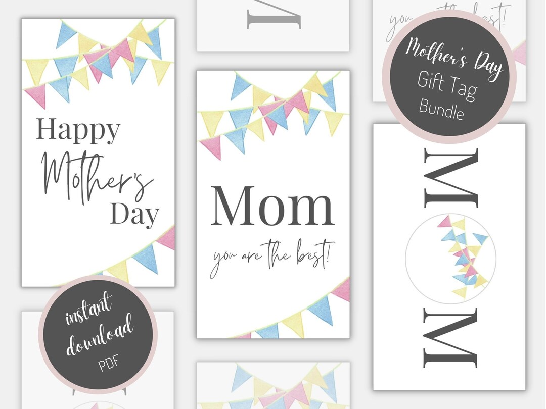 Mother's Day Gift Tags, Printable PDF, Instant Download, Happy Mother's ...