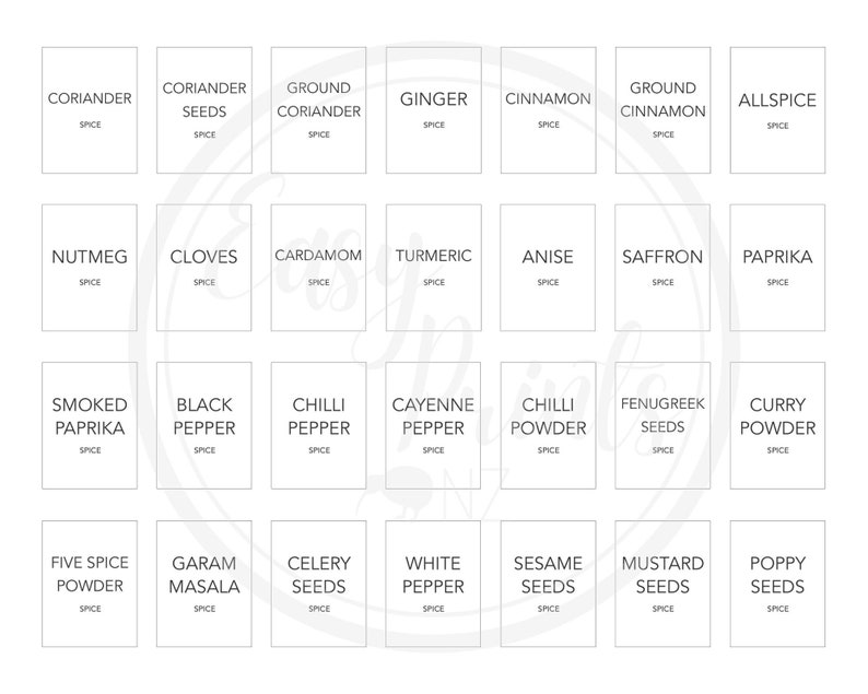 56 Herb and Spice Labels, Printable, Labels for Herb and Spice Jars ...
