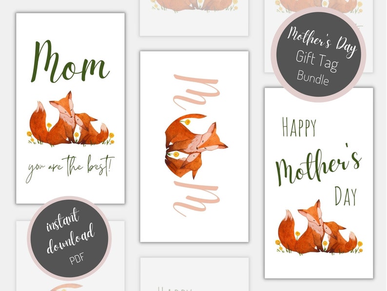Mother's Day Gift Tags, Printable PDF, Instant Download, Happy Mother's ...