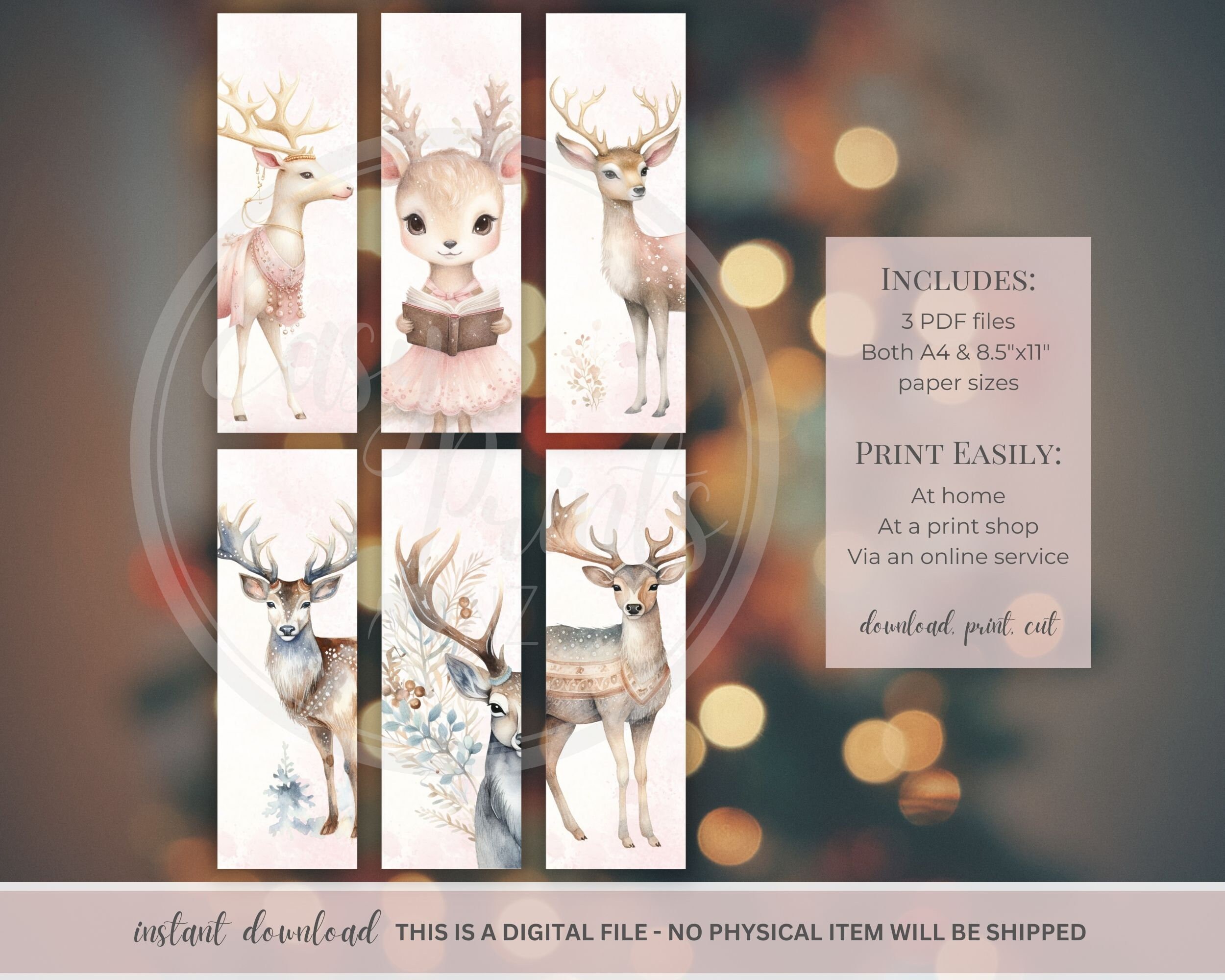 Christmas Printable Bookmarks Set of 6 Printable Christmas - Etsy